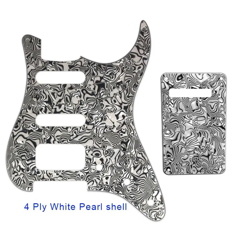 Pleroo Strat SSH гитарная накладка и задняя пластина Серебряный, White Pearl Shell