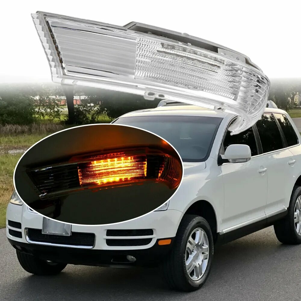 YOMTOVM Лампа автомобильная LED, 1 шт. арт. 1 шт. указатель поворота зеркала заднего вида, подходит для VW Touareg 2002-2006 годов выпуска, слева, всегда горит желтый свет, 7L6949101