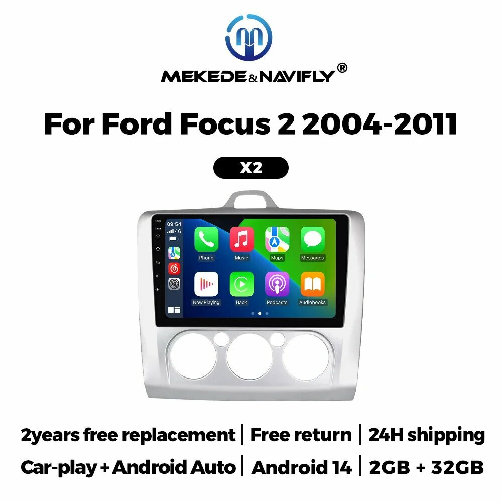 Автомагнитола MEKEDE 9" Android 14 Ford Focus 2 2004-2011, Carplay, Цвет: Fu08-9