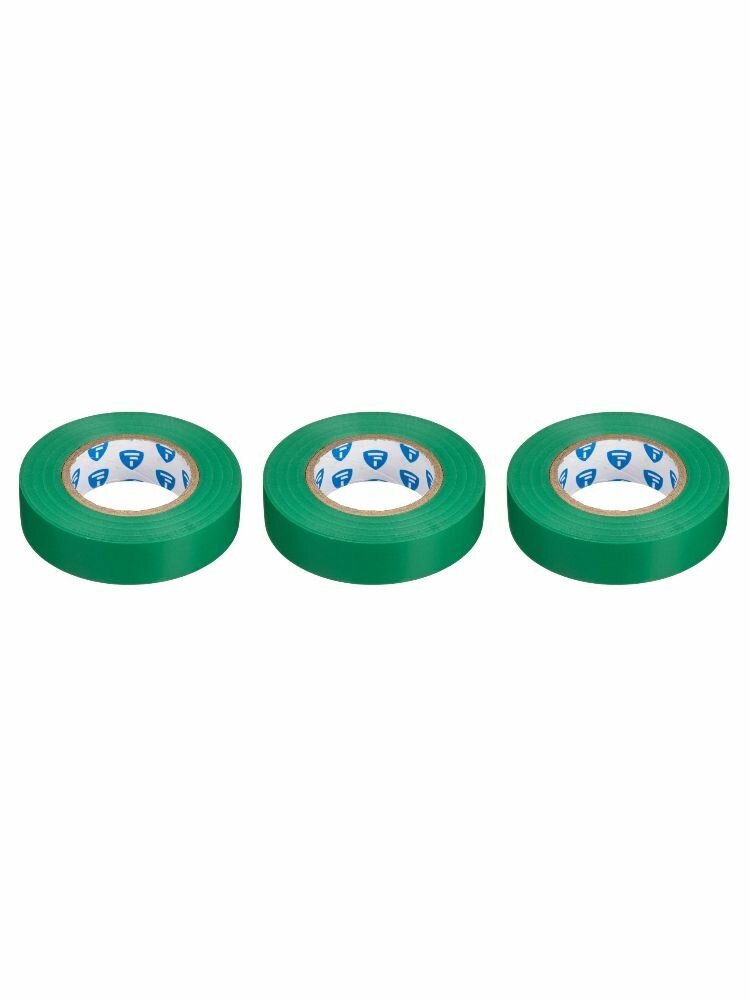 TOPFORT Изолента 19мм х 20м х 0,13мм зеленая, 3 шт
