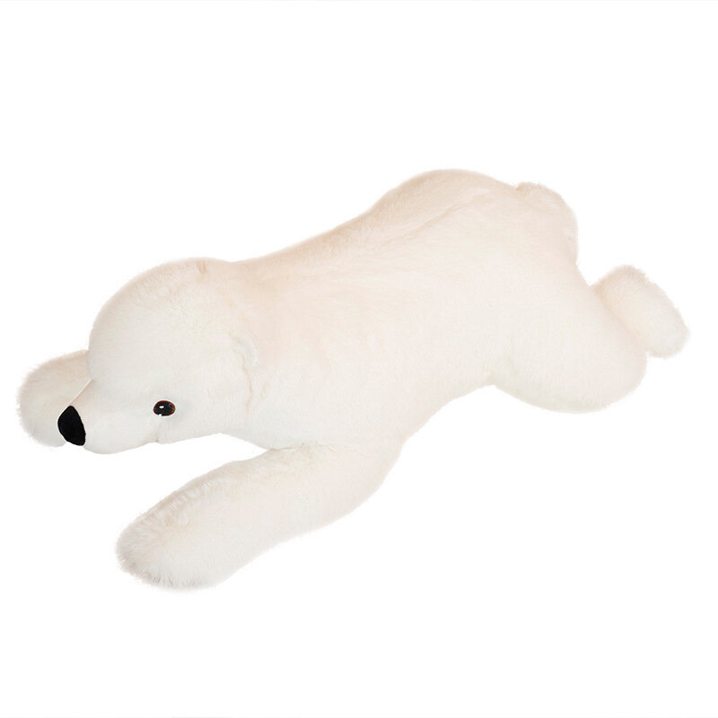 Мягкая плюшевая игрушка в виде мультяшного белого медведя – плюшевый белый медведь в лежачем положении, милая и пушистая плюшевая кукла для уютных объятий, в качестве компаньона для сна и украшения комнаты для детей и взрослых, 60 см.