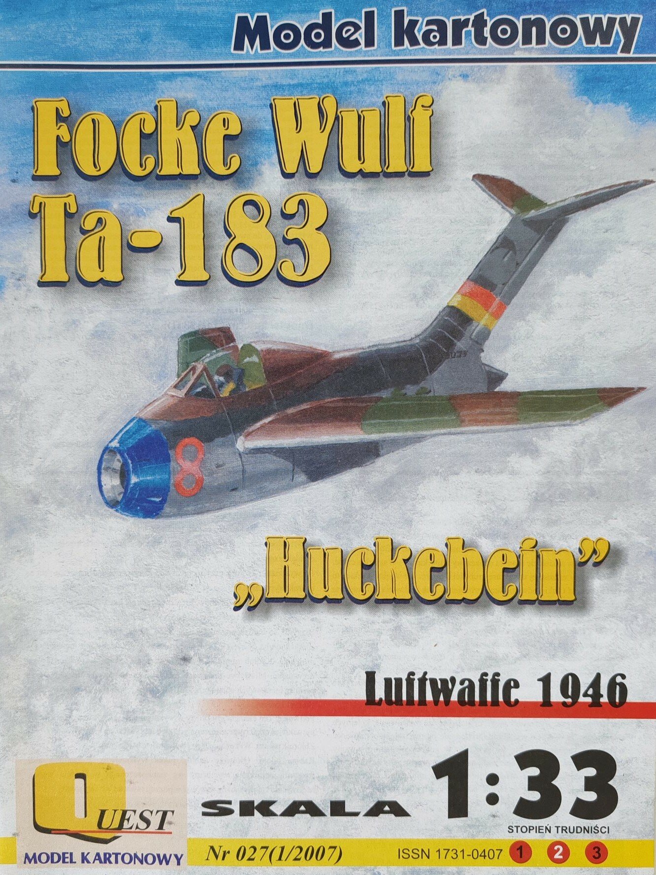 Сборная бумажная модель Истребитель Focke-Wulf Ta-183 Huckebein - Quest №27 (журнал)