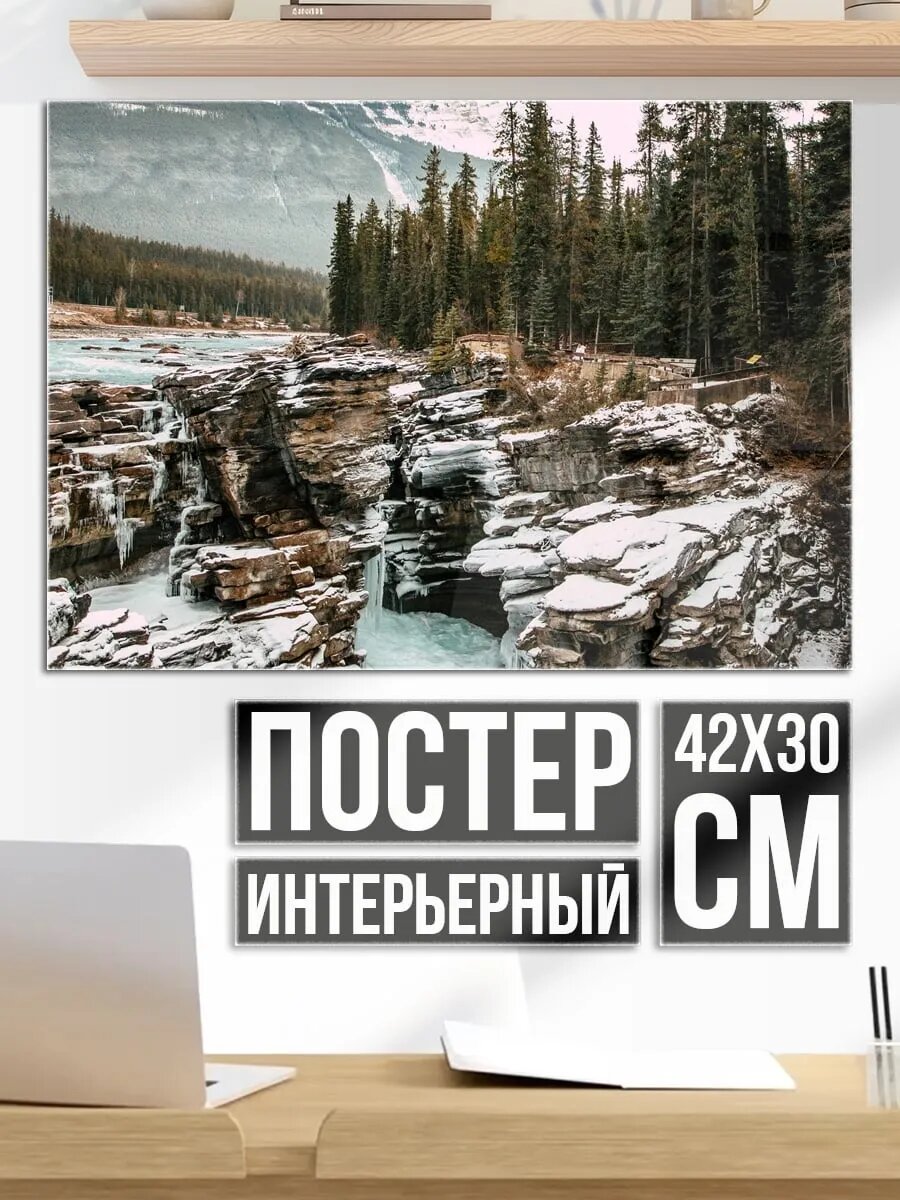 Плакат постер Зимний водопад
