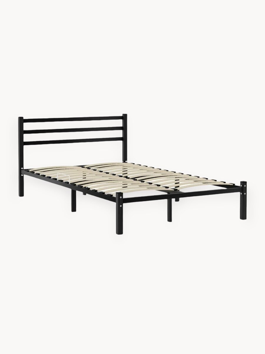 Кровать двуспальная, 140х200, черная, KOVA, металлическая, kooniq, 1 шт.