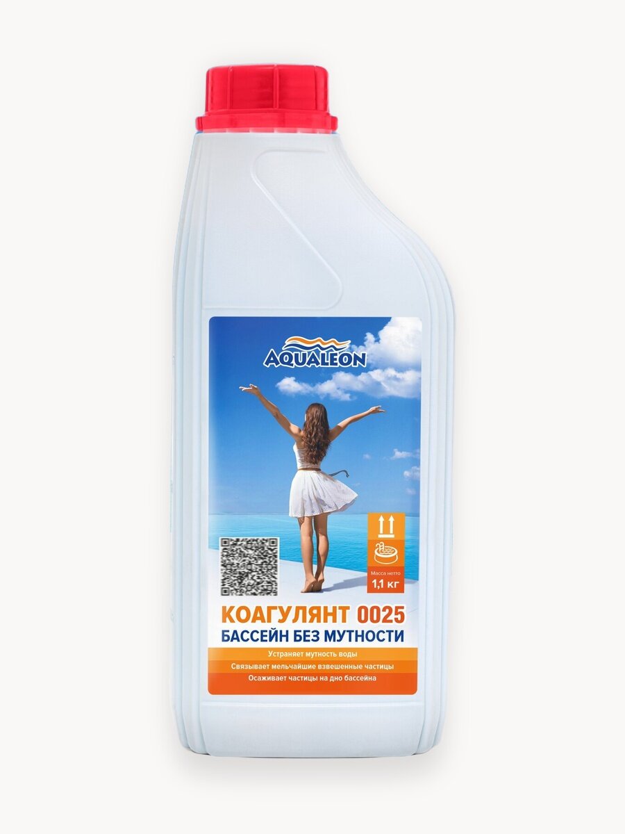 Коагулянт жидкий Aqualeon 1,1 кг средство для очистки воды бассейна от взвешенных частиц