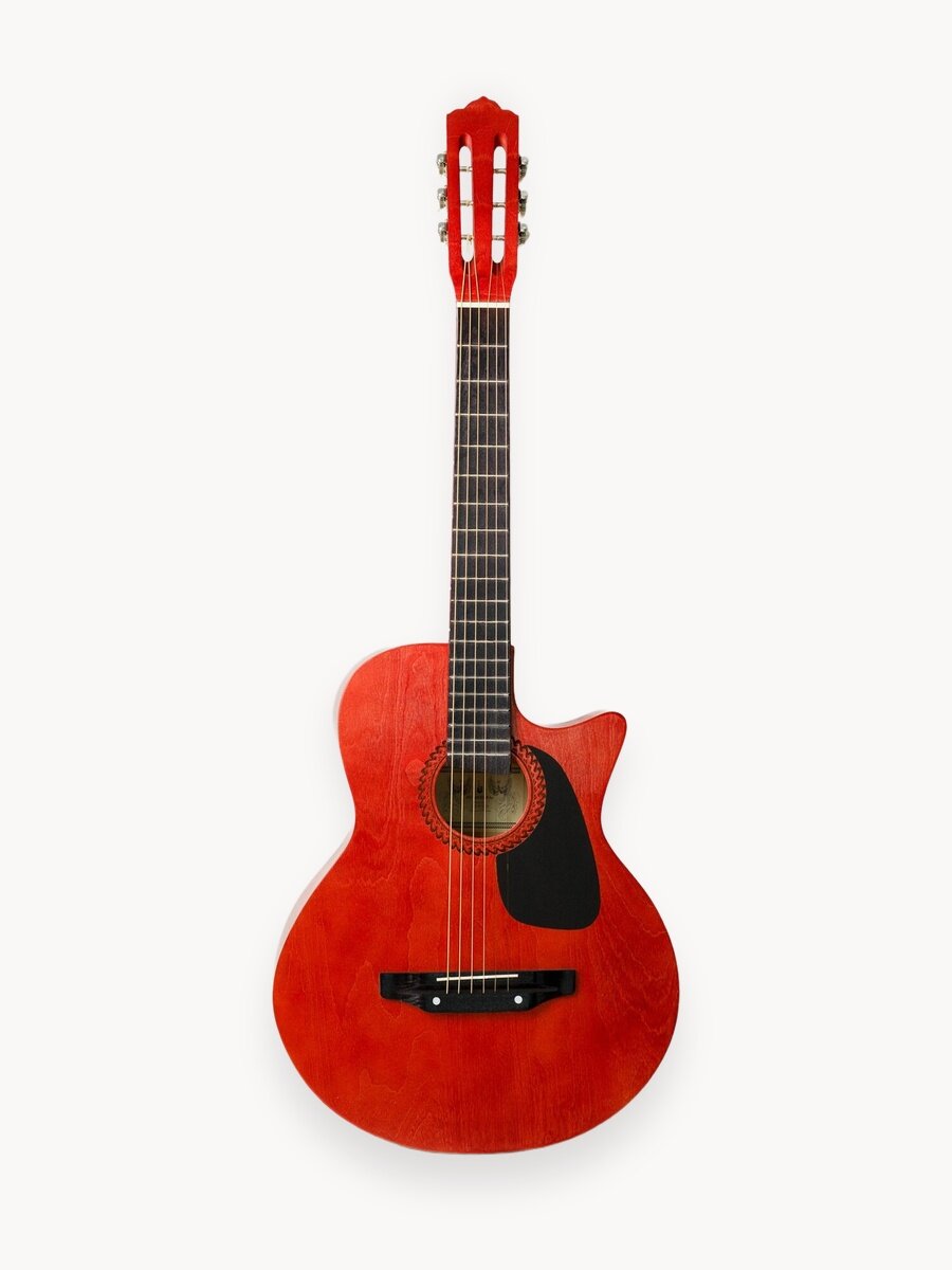 Гитара акустическая Аккорд Оркестровая 4/4, 40 дюймов, с вырезом, с пьезозвукоснимателем, красное дерево
