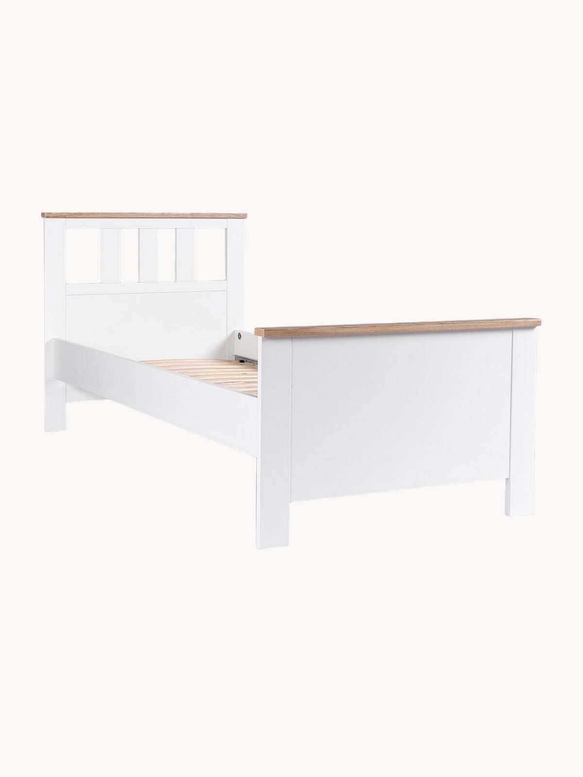 Кровать односпальная ГУД лакк Сага, 90x200х101 см, ортопедические ламели, белая/ясень