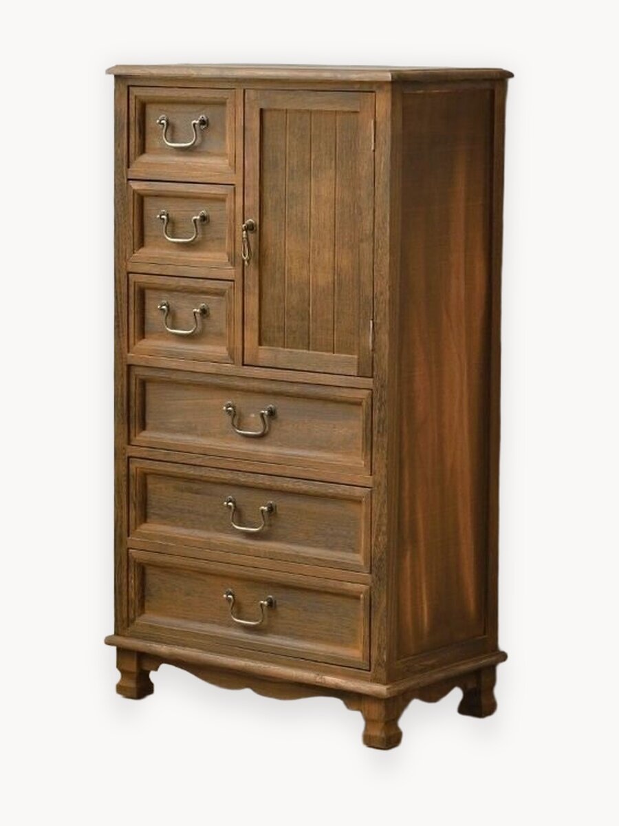 Ретро-комод ZXC, 7 ящиков, дерево, цвет коричневый, в стиле арт-деко