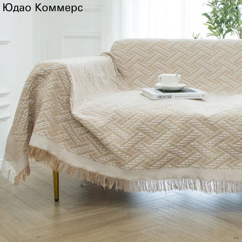 Плед 230x250 см хлопок вафельный, вязаный однотонный хаки