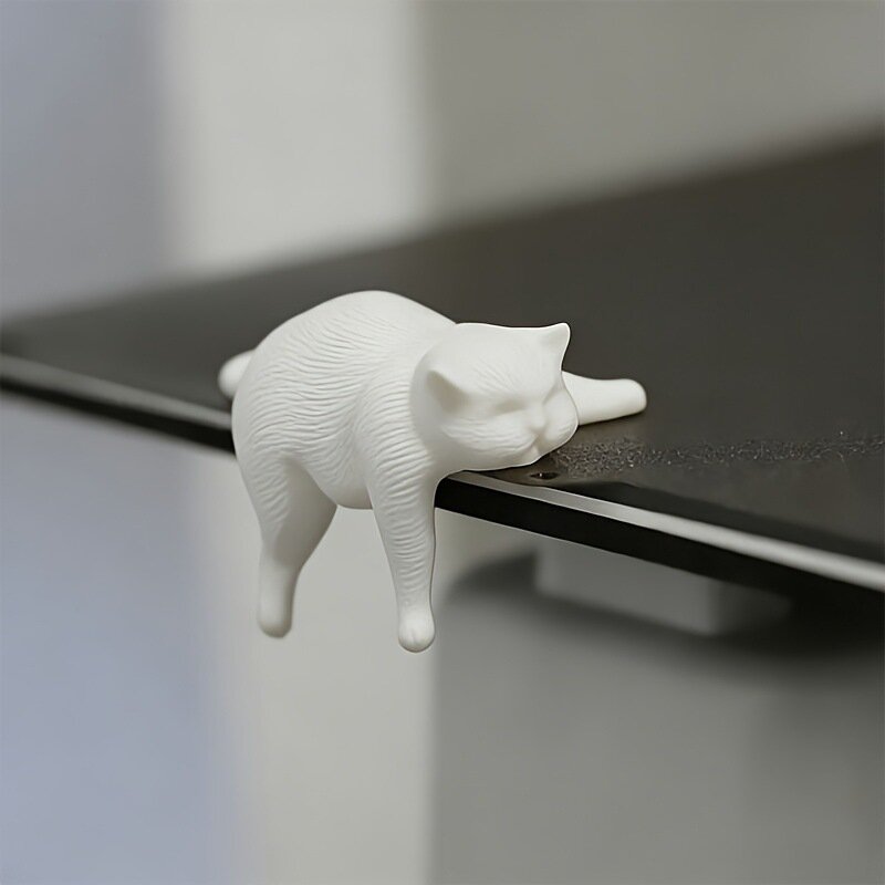 3D Печать Фигурка Сидящего Кота Ленивый Толстый Кот Лежанка Белый Декор Для Стола Подарок Для Любителей