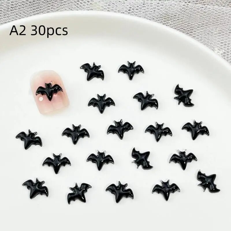 AACAR 3D Украшения для ногтей Хэллоуин 30 шт Черный, A2