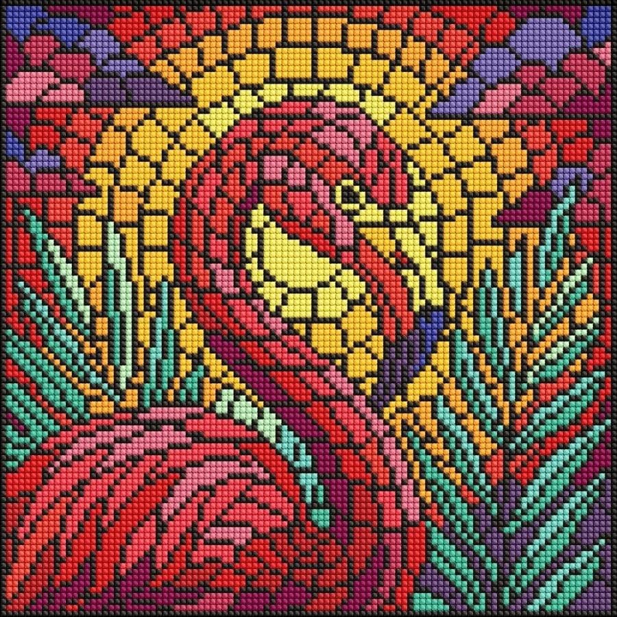 Мозаика алмазная Ideyka витраж Фламинго, 30x30 см