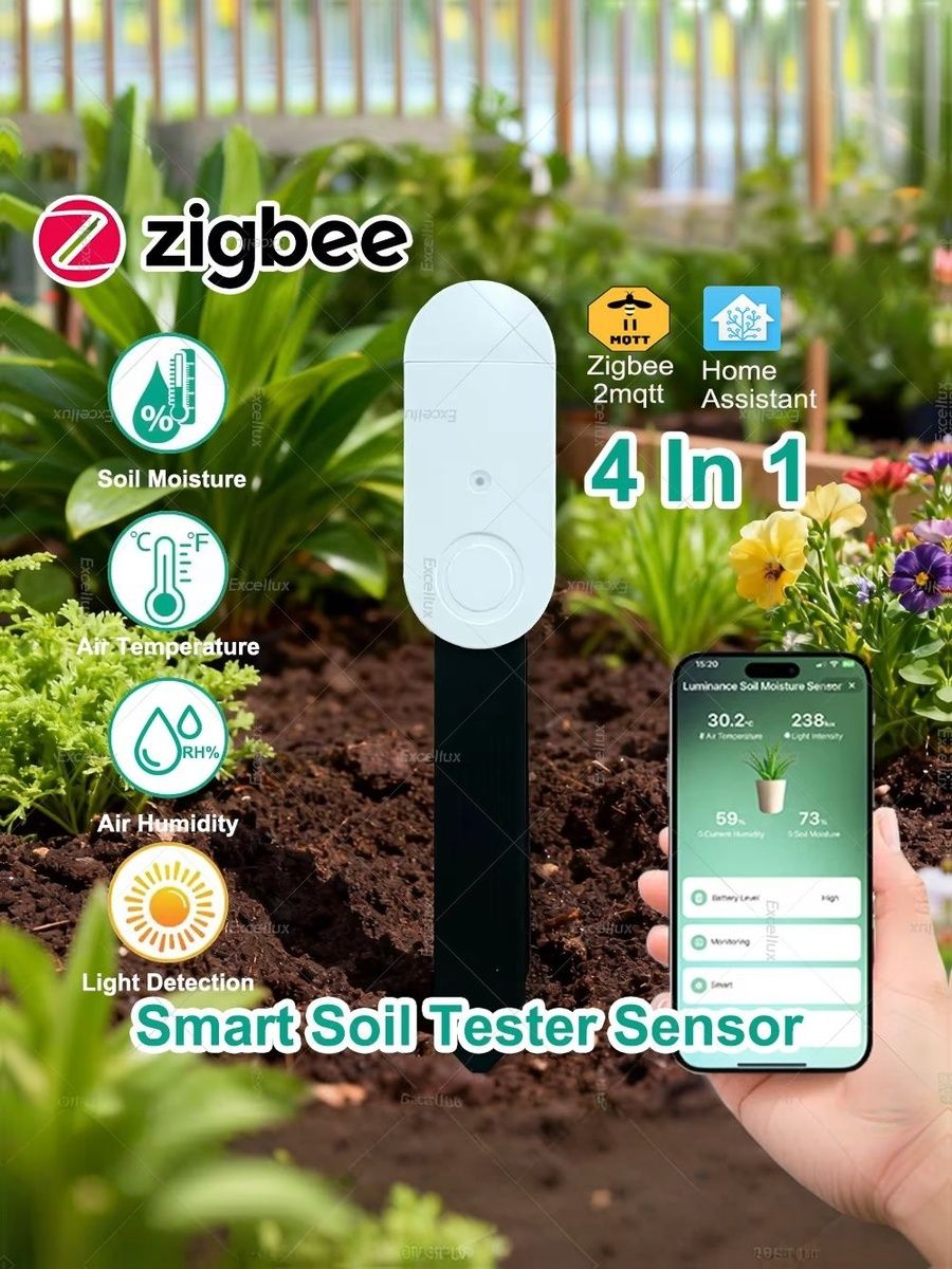 Интеллектуальный измеритель влажности почвы Zigbee 3.0, Датчик температуры и влажности сада в горшках, Обнаружить