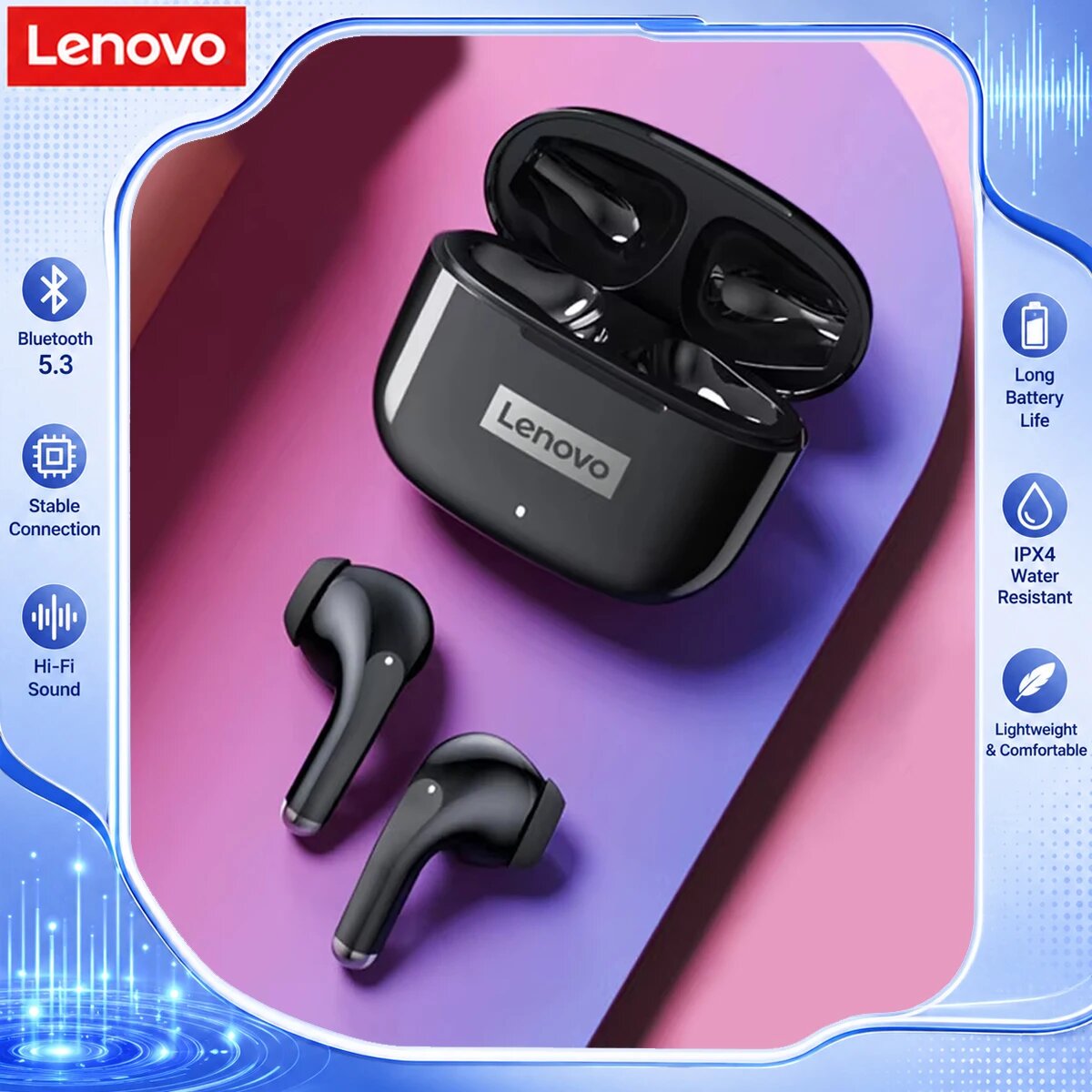Lenovo XT53 Беспроводные Игровые Наушники Черный, LP40 PRO Black