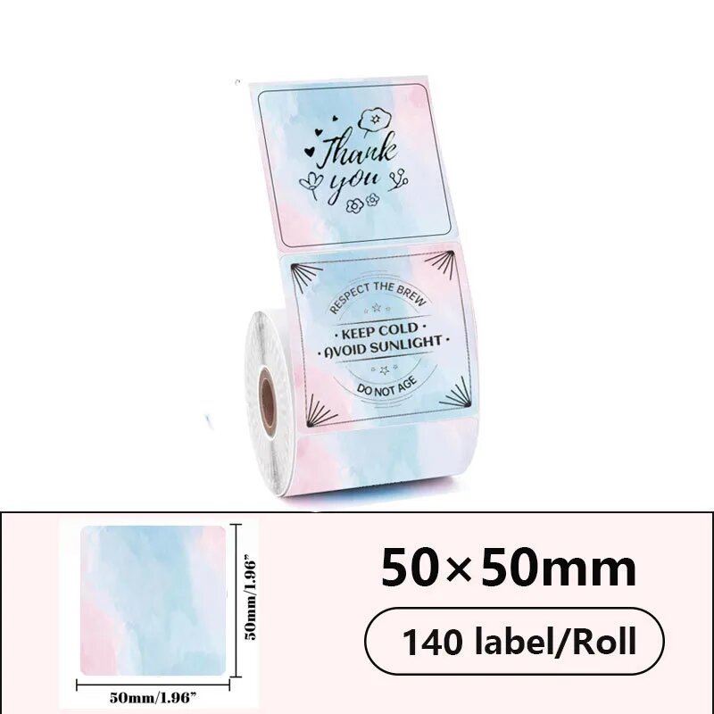 Термоэтикетки 50x50 мм, square blue pink, 140 шт