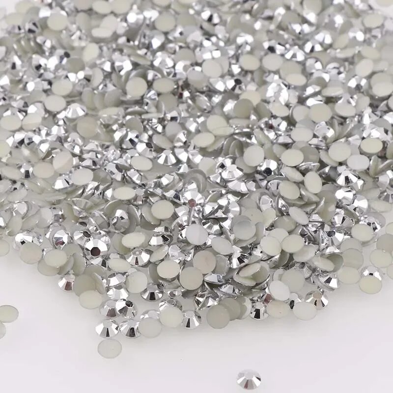 1000 шт. круглых страз из смолы Ywbeads 2 мм, 25 цветов Серый, Mine silver