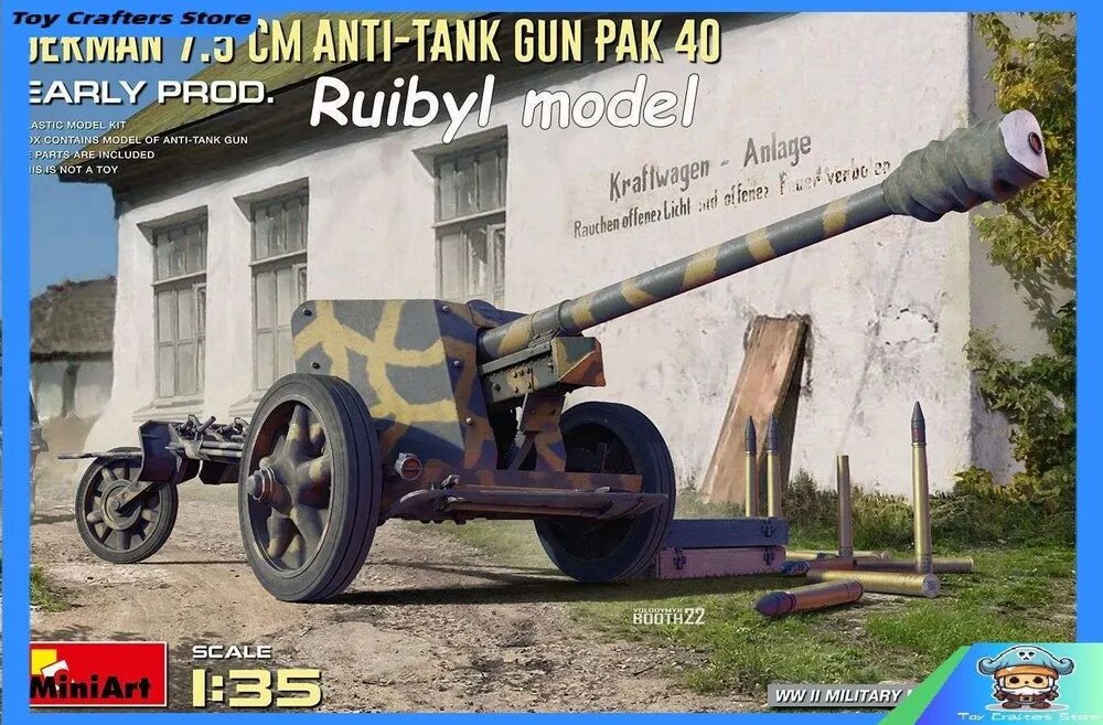 Ранняя версия немецкого противотанкового ружья PaK 40 калибра 7,5 см, детализированный бестселлер от MiniArt в масштабе 1/35