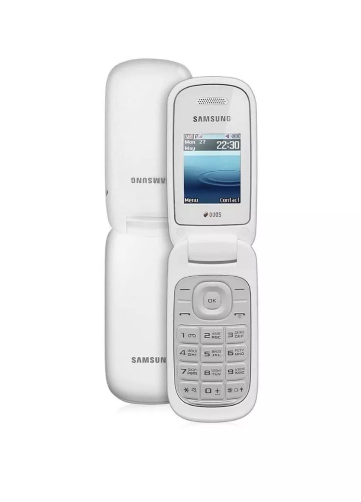 Телефон кнопочный Samsung GT-E1272 раскладушка с 2 sim, белый (White)