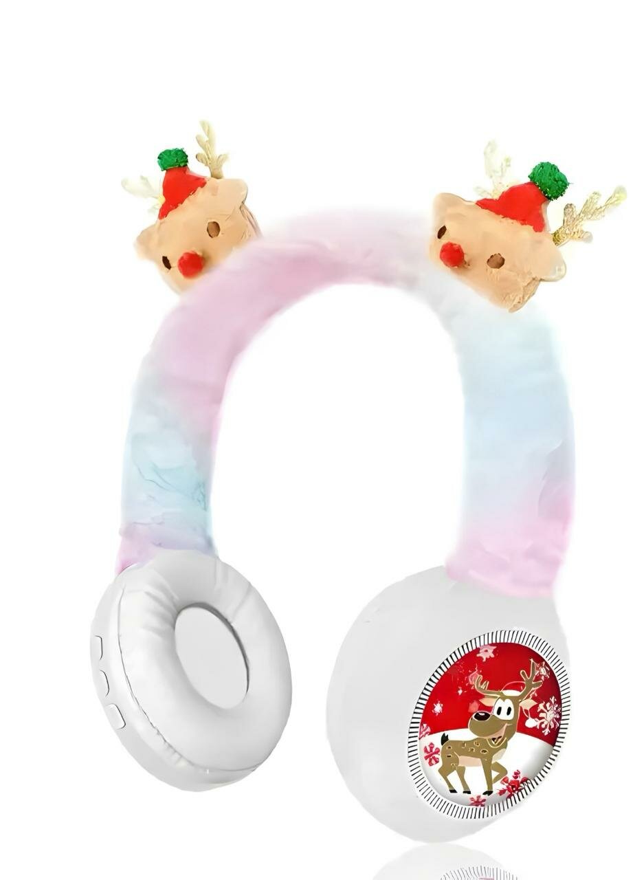 Беспроводные новогодние детские наушники с мягким ободком MSL-802 белый