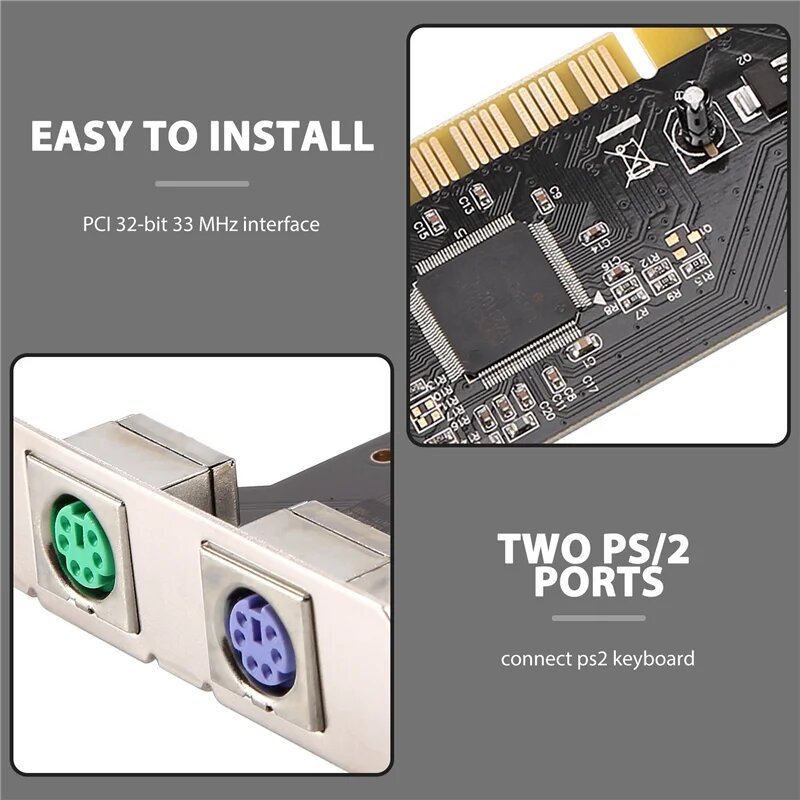 Карта адаптера PCI на 2 порта Ps2 Карта Ps/2 Pci Карта Pci Ps2 без USB для клавиатуры и мыши Комбинированная карта адаптера