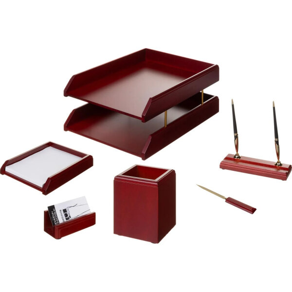 Настольный набор для руководителя NoName M6C-25A, 6 предметов, двойной лоток, красное дерево