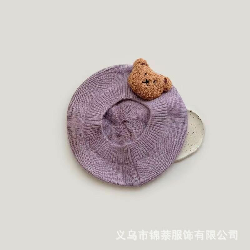 Детские шапки, корейские береты, осенние шерстяные шапки ярких цветов в корейском стиле для мальчиков и девочек, универсальные шапки-маляры зарубежного образца.