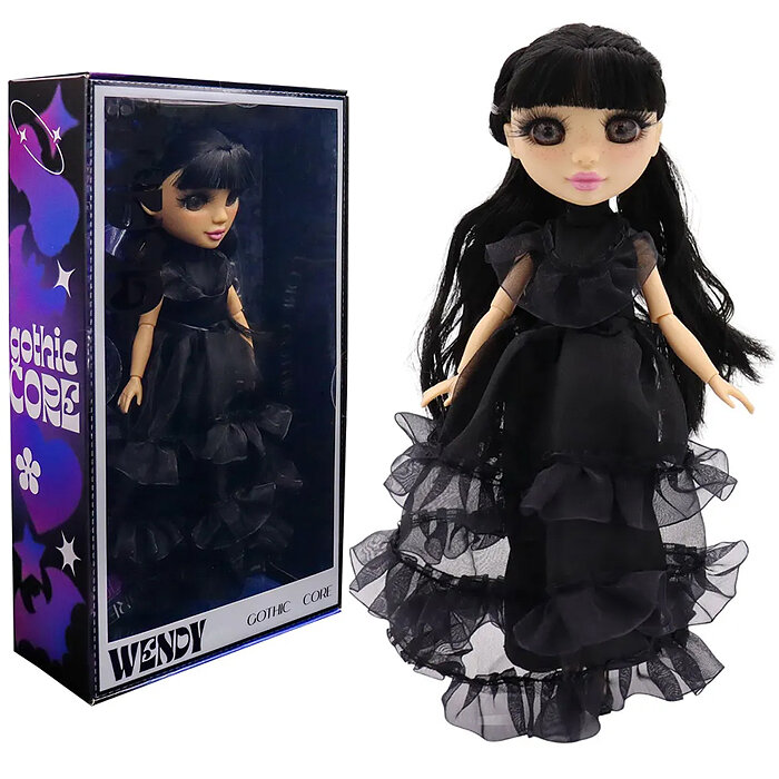 Модная кукла коллекция Glam Core, Венди Gothic Core, в черном платье, 27см,