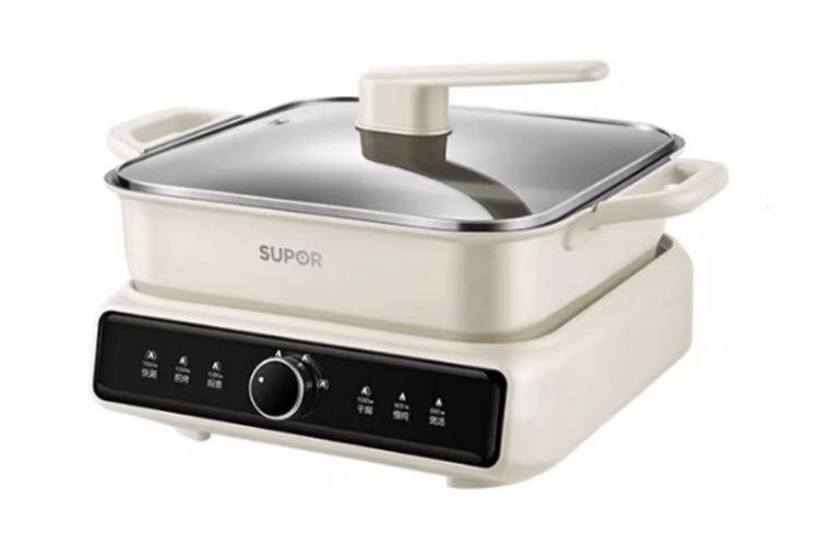 Электрическая фондюшница SUPOR бежево-желтая, для готовки, 8 порций, 1000 Вт