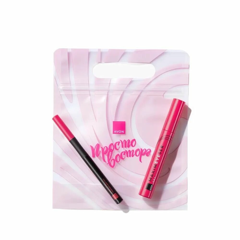 Набор для макияжа Maximeyeser из двух продуктов в подарочной упаковке, Тушь + подводка. AVON.