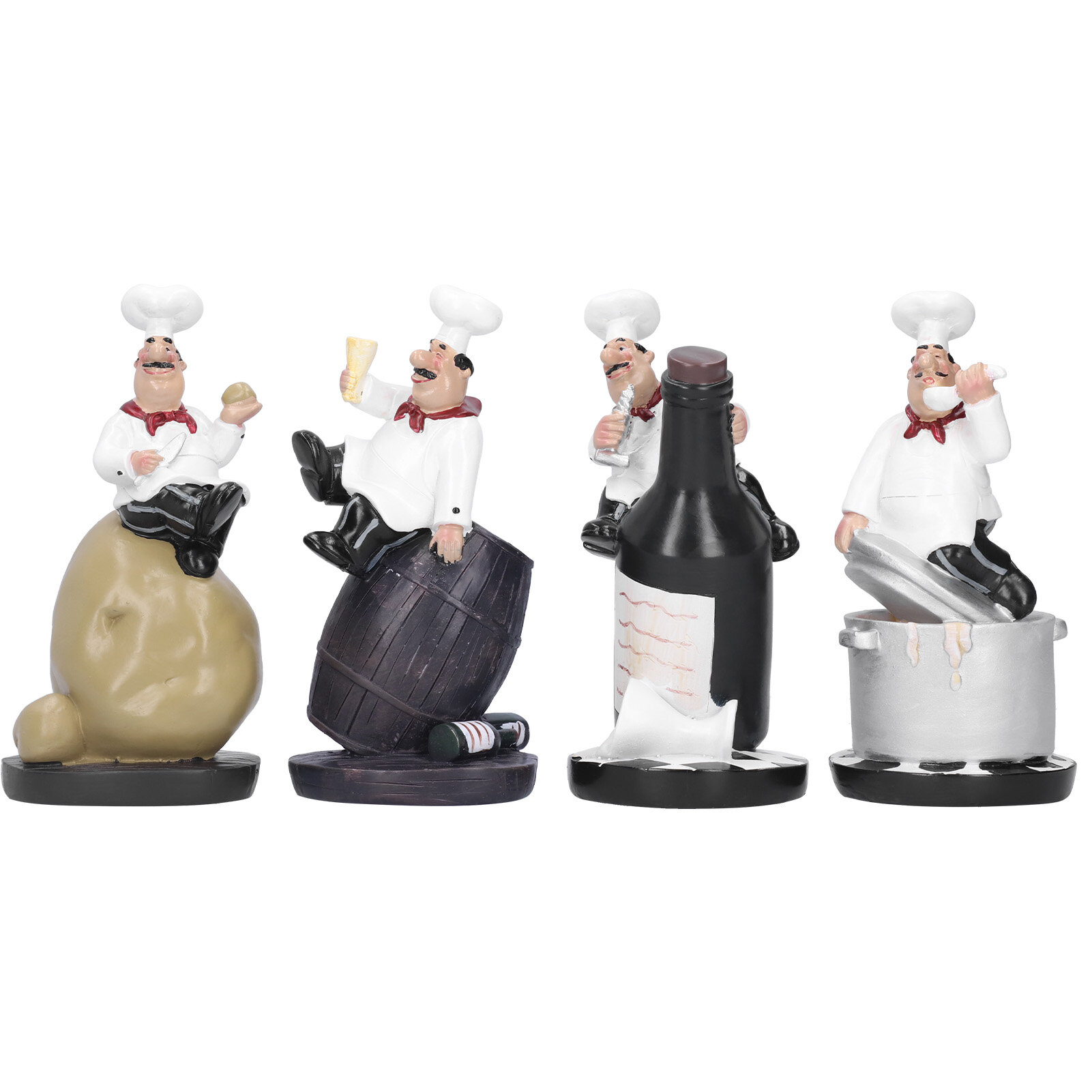 Model Chef Statue Figurines Set Kitchen Decor with Potatoes Resin Ornaments Collectible Gift