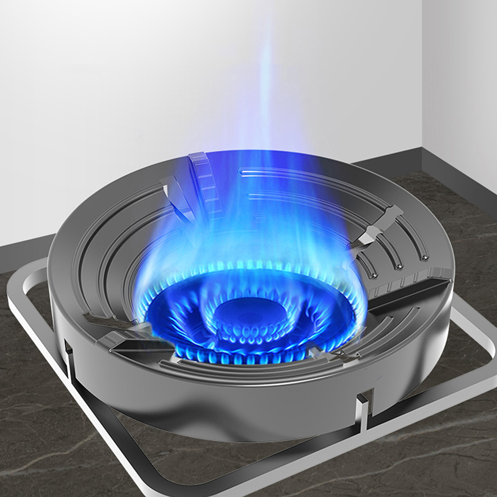 Аксессуары для газовой плиты Крышка для экономии энергии Решетка для газовой плиты Теплоизоляция Собирающая энергию Круглая Агрегатная Огнеотражающая газовая плита (Пять отверстий) Черный материал сплав Внешний диаметр 10 дюймов (25.5 см) Внутренний