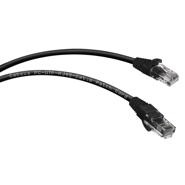 PC-UTP-RJ45-Cat.6-3m-BK-LSZH Кабель патч-корд U/UTP 6 кат. 3м Cabeus 2xRJ45/8p8c, неэкранированный, черный, LSZH, 3м