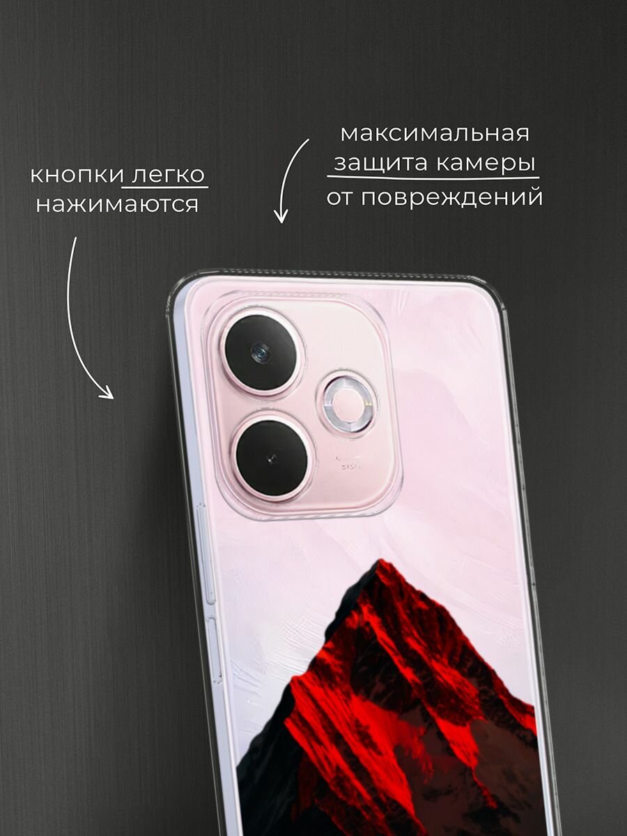 Чехол на Oppo A5 Pro / Оппо А5 Про с принтом Красная гора 2, прозрачный — фото 1