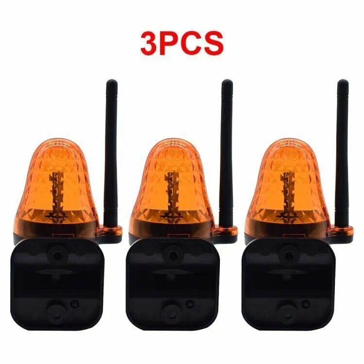 3 штук Лампа сигнальная светодиодная для ворот и шлагбаума универсальная, с антенной