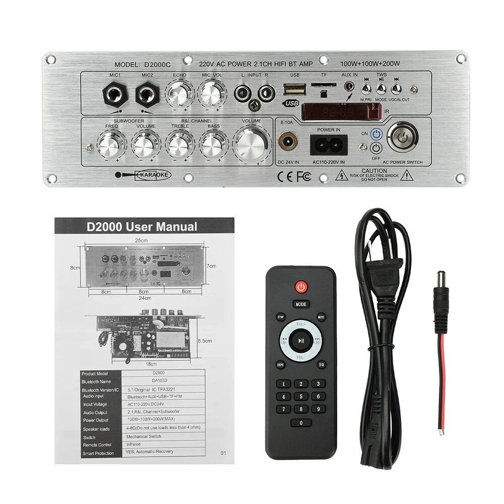 Occkic D2000 Bluetooth Аудиоусилитель 2.1 канала — фото 1