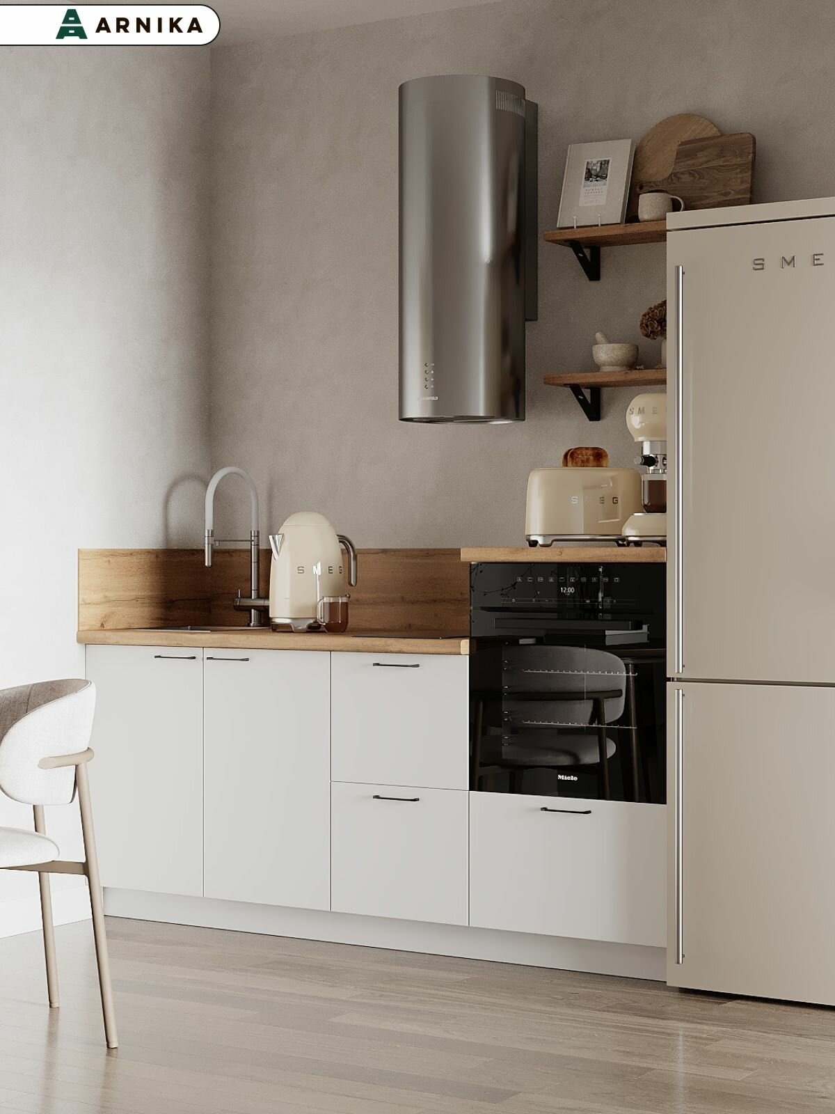 Кухонный гарнитур со столешницей "Дакия" 1,9м х 2,4м, цвет белый, фасад Эмаль