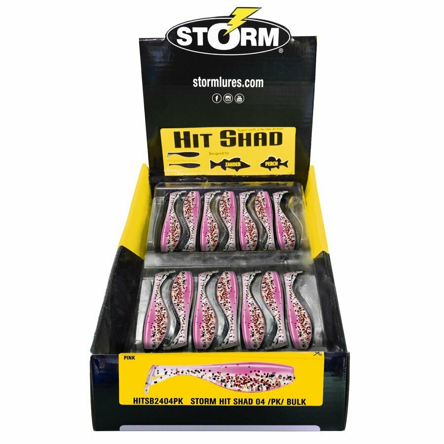Приманка силиконовая (мягкая) Виброхвост STORM Hit Shad 4" 12 шт. (HITSB2404PK / 4" / PK)