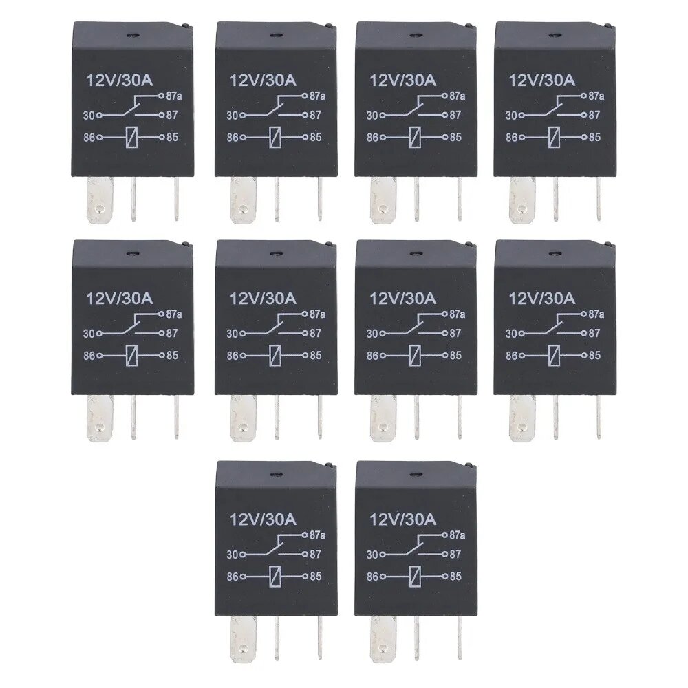 10 шт. комплект реле 4-контактное/5-контактное фиолетовое реле 12 В 30 А 36,6*23*15,5 мм автомобильное реле автомобильное электрическое реле 10Pcs 5Pin