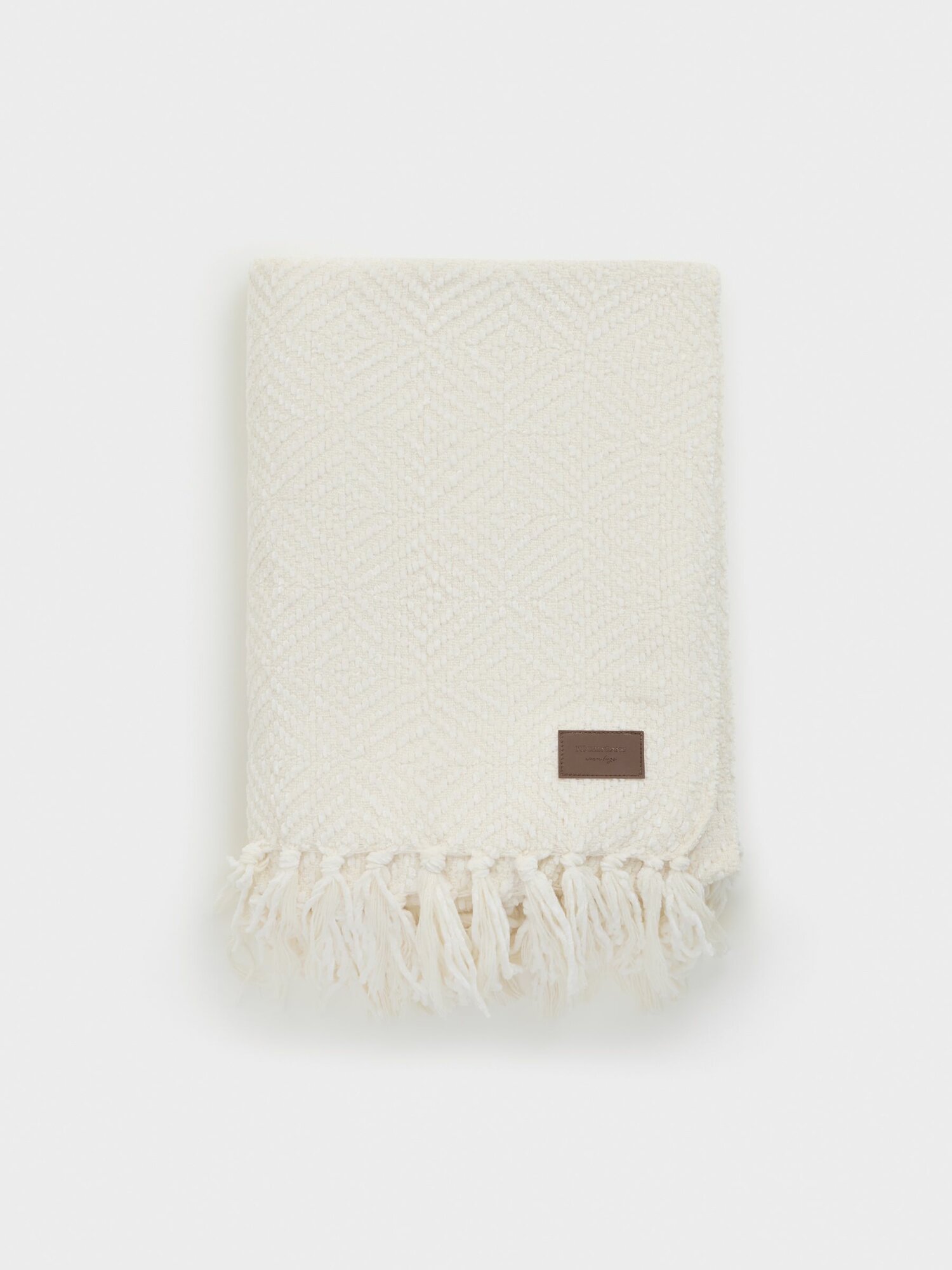 Плед Kuchenland, 130х170 см, с бахромой, шенилл, молочный, Chenill, Kuchenland