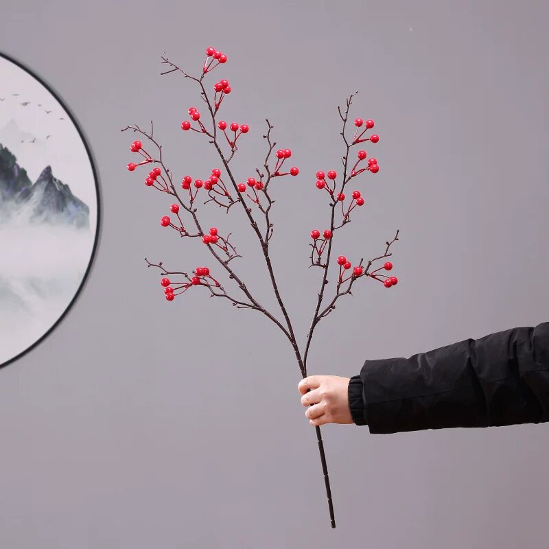Искусственные цветы Yongyue Home Decor: красные ягоды, декор для столов в холлах отелей, сухоцветы, ягоды холли, ягоды