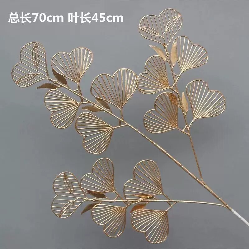 Свадебный зал Золотой искусственный цветок Пион Кленовый лист Роза Мак Новогоднее ведро благословения с цветком Листья