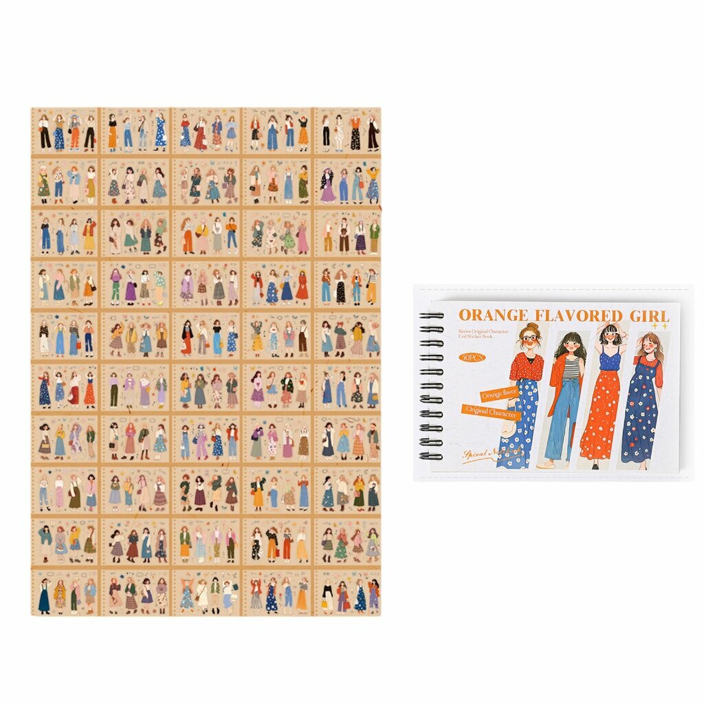 1 катушка ПЭТ-штампованной наклейки с изображением персонажа серии "Девочка со вкусом апельсина"