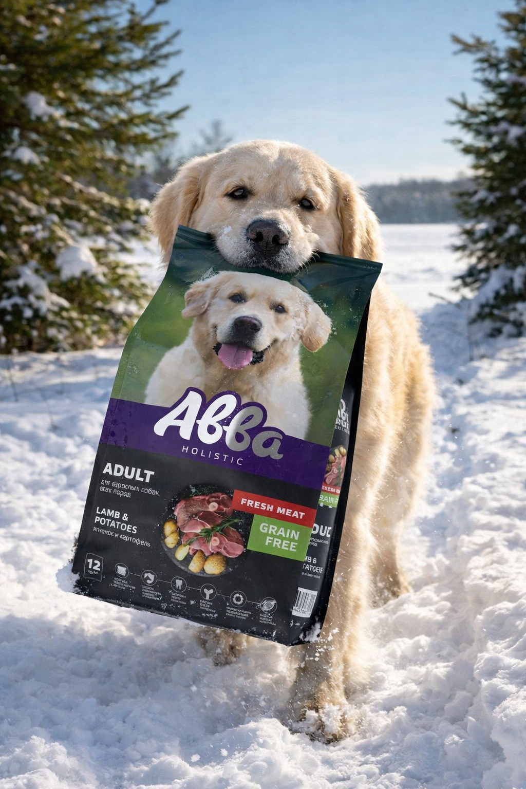 Авва Grain Free Сухой корм беззерновой для взрослых собак всех пород, с ягнёнком и картофелем, 12 кг