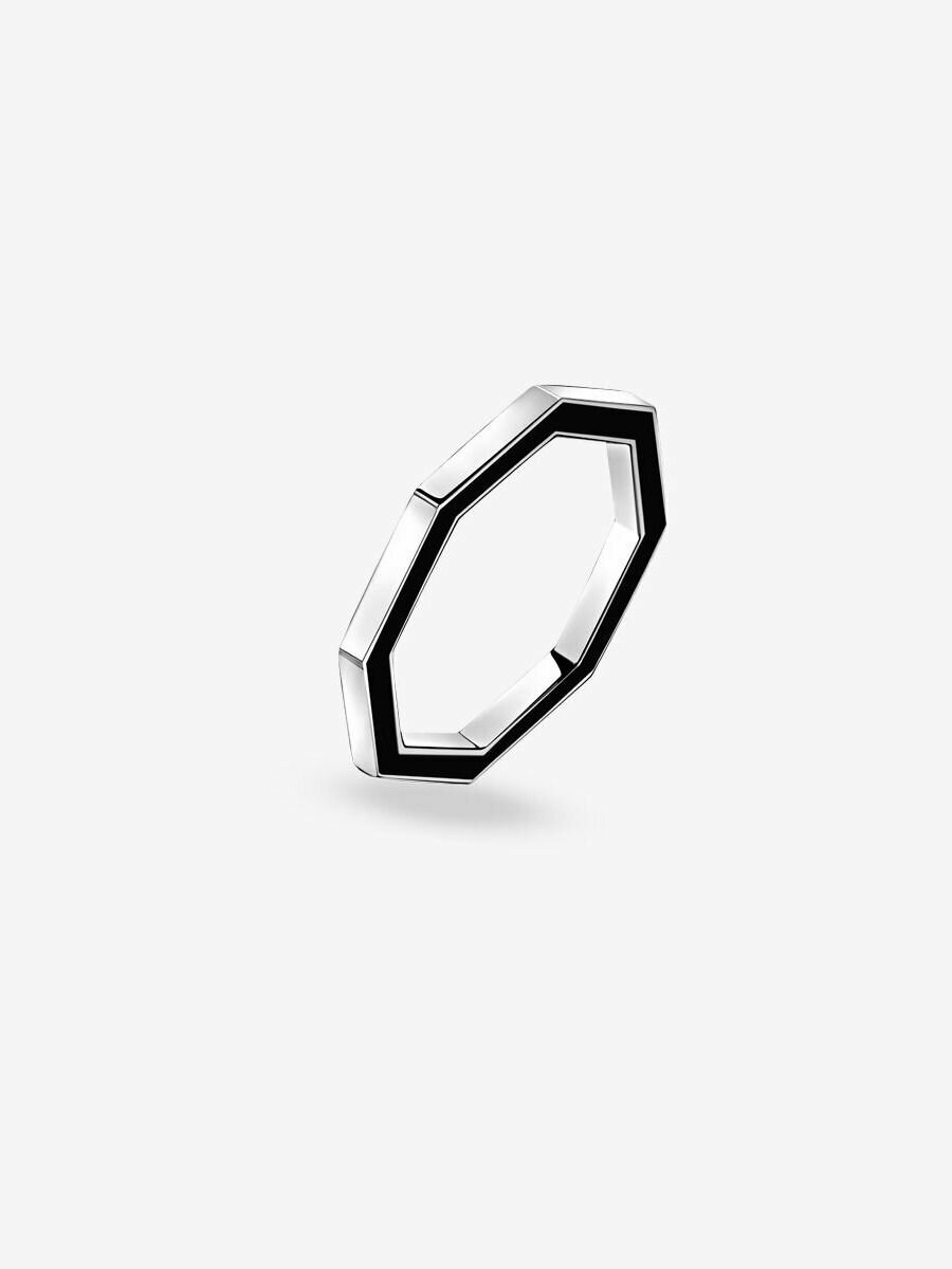 Кольцо FLEUR DE NEIGE JEWELRY, эмаль, размер 16, черный/серебристый