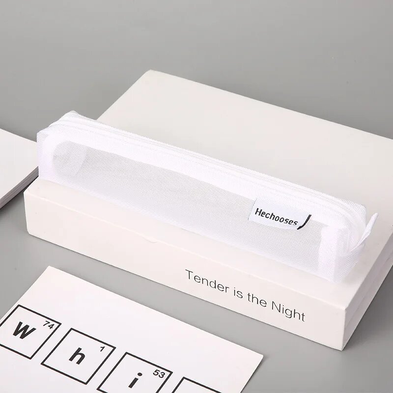 Прозрачный пластиковый пенал для канцелярии Белый, 3