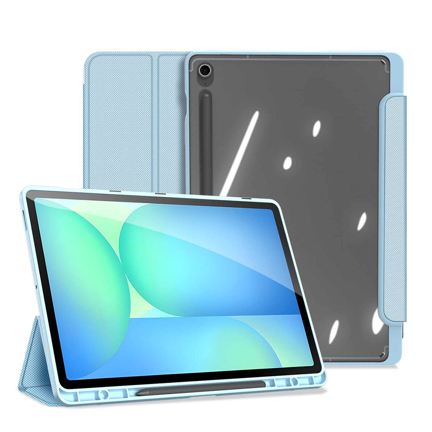 Чехол книжка синего цвета от Dux Ducis для Samsung Galaxy Tab S10 FE Plus, серия Toby Series Case, с функцией пробуждения и сна