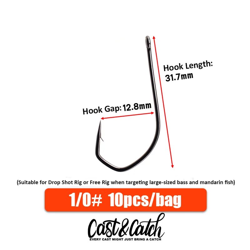 Cast&Catch Крючки для дропшот #1/0#1#2#4 10 шт. Size 1-0