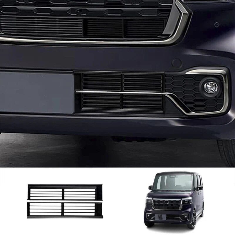 Для Honda N-BOX Custom 2024 2025 ABS передний бампер нижняя средняя сетка решетка гриль вокруг крышки отделка внешние аксессуары Style C-matte black