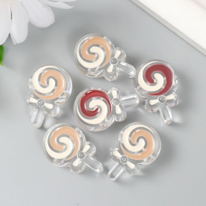 Набор бусин Арт Узор Кофейный аромат, леденец на палочке, пластик, глянец, 1.8х2.8х0.9 см, 6 шт