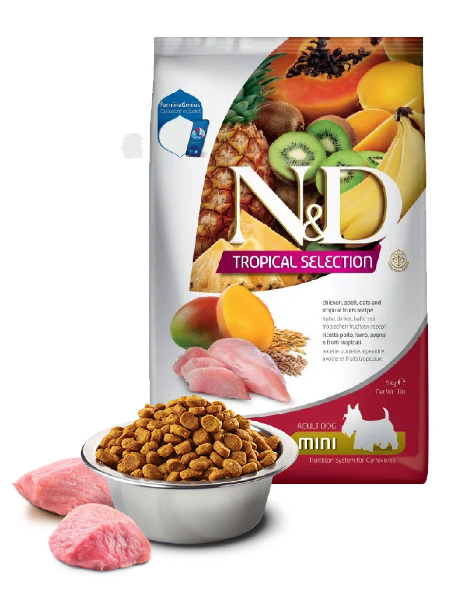 Сухой корм Farmina N&D Tropical Selection для собак мелких пород с курицей и фруктами, 5кг